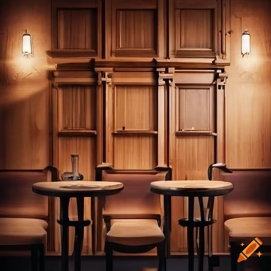 Wood paneling interior of a cozy bar on Craiyon