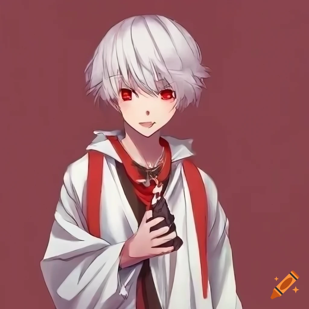 Character art of a cute boy in front of a shrine on Craiyon