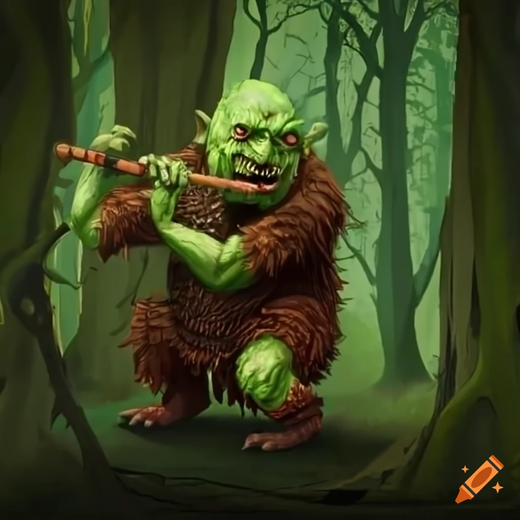 Illustration of an ogre playing harp on Craiyon