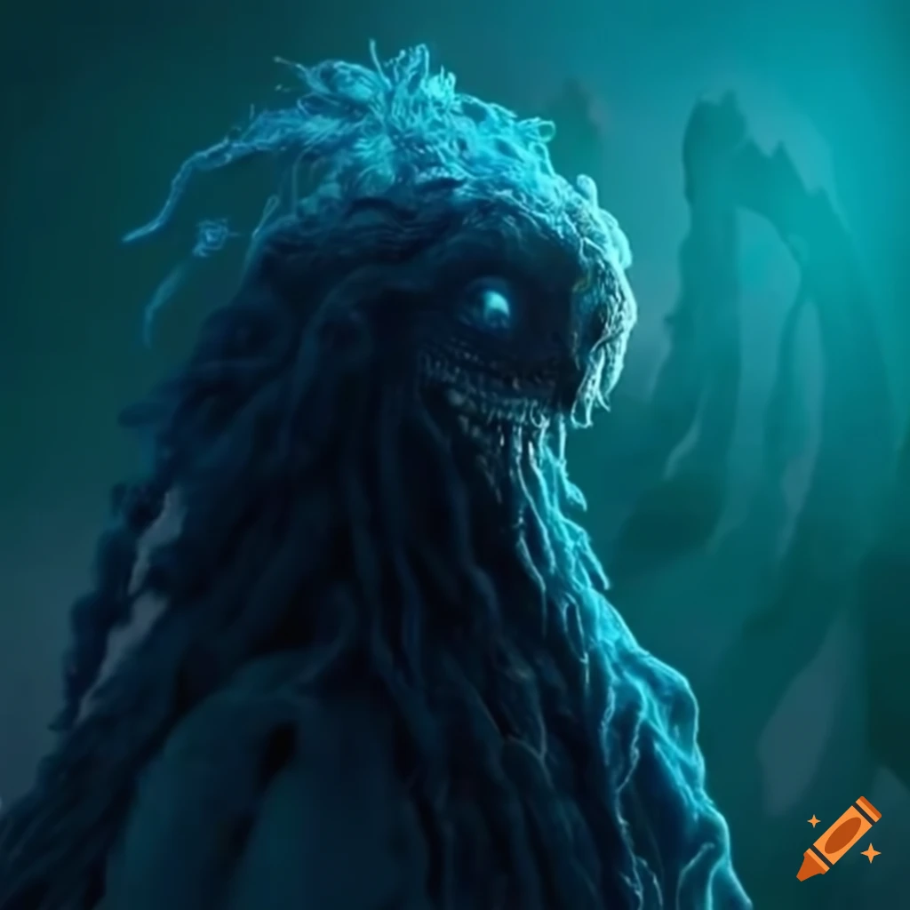 Mysterious figure in long flowing blue robes and mask on Craiyon