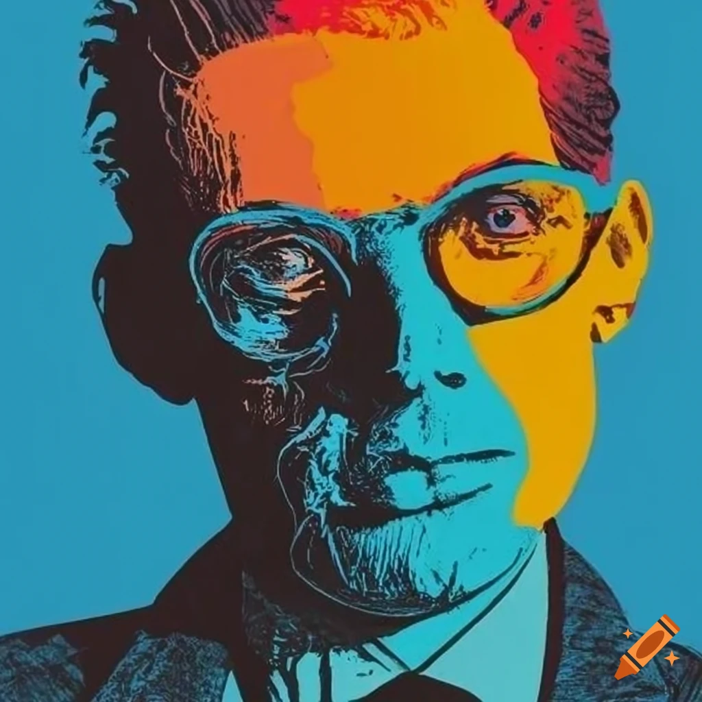 Colorful Andy Warhol-style workplace scene on Craiyon