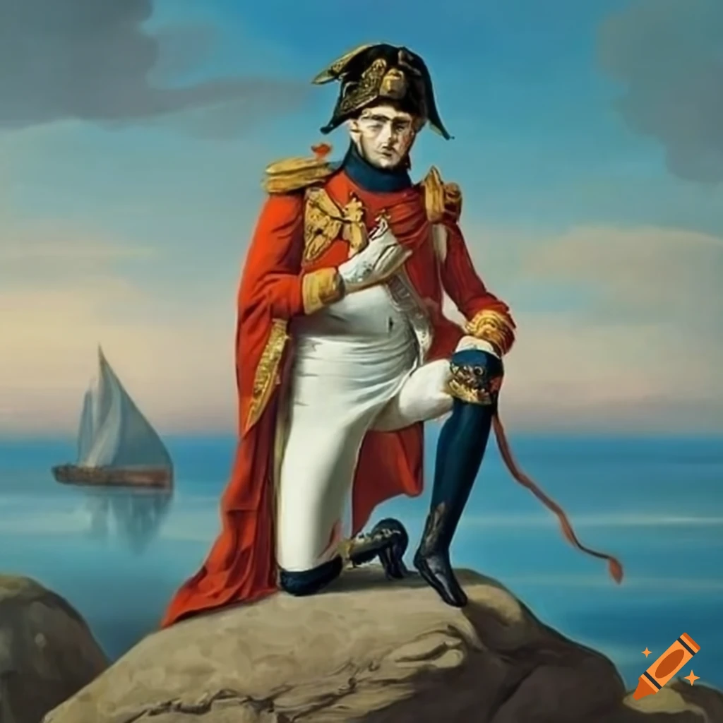 Depiction of Napoleon and his marshals on Saint Helena on Craiyon