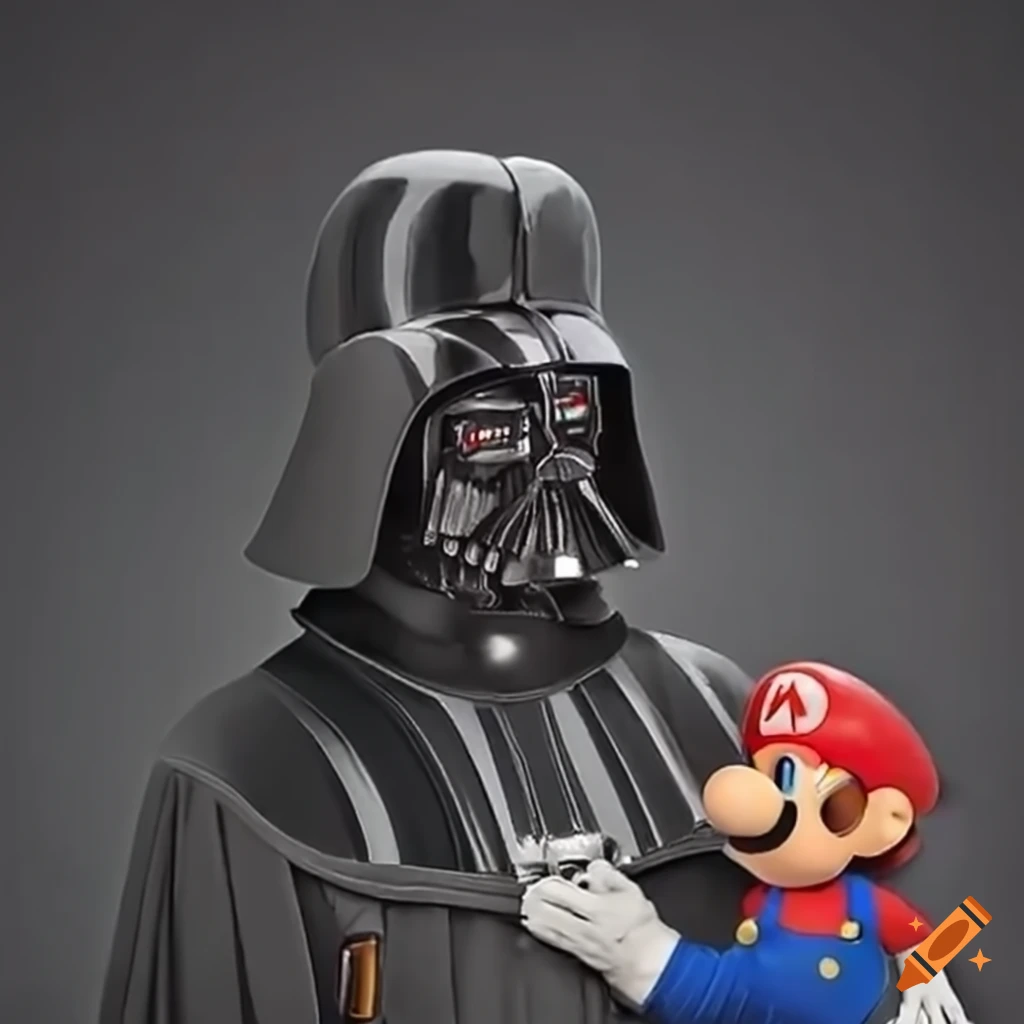 Funny encounter between darth vader and mario at a restaurant on Craiyon