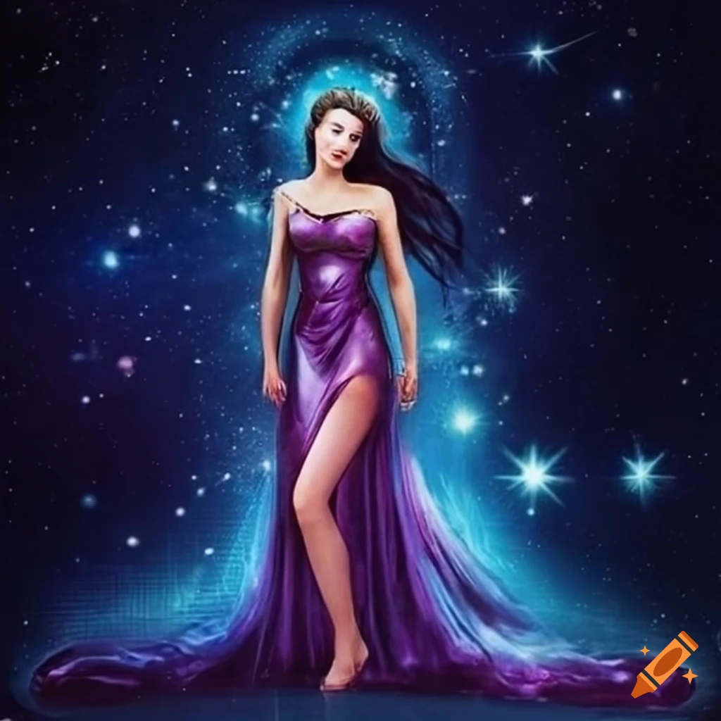 Fantasy artwork of a woman in space on Craiyon