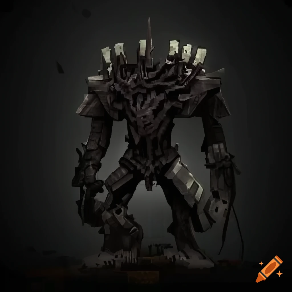 Ghost mecha with a sword and shield on Craiyon