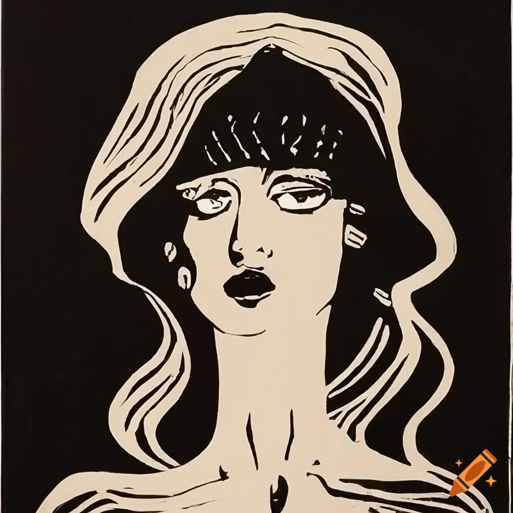 Flapper dancer linocut art on Craiyon