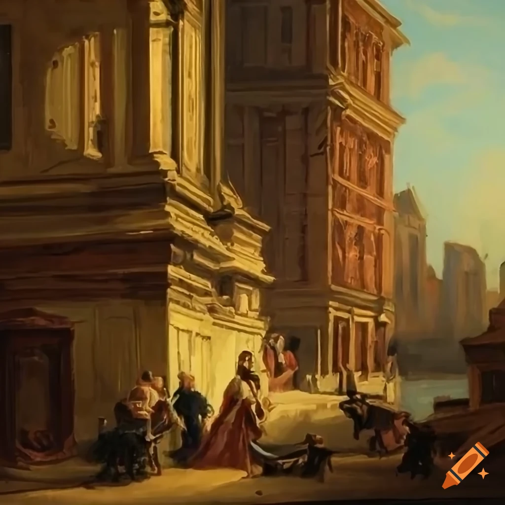 Cityscape painting in the style of hubert robert on Craiyon