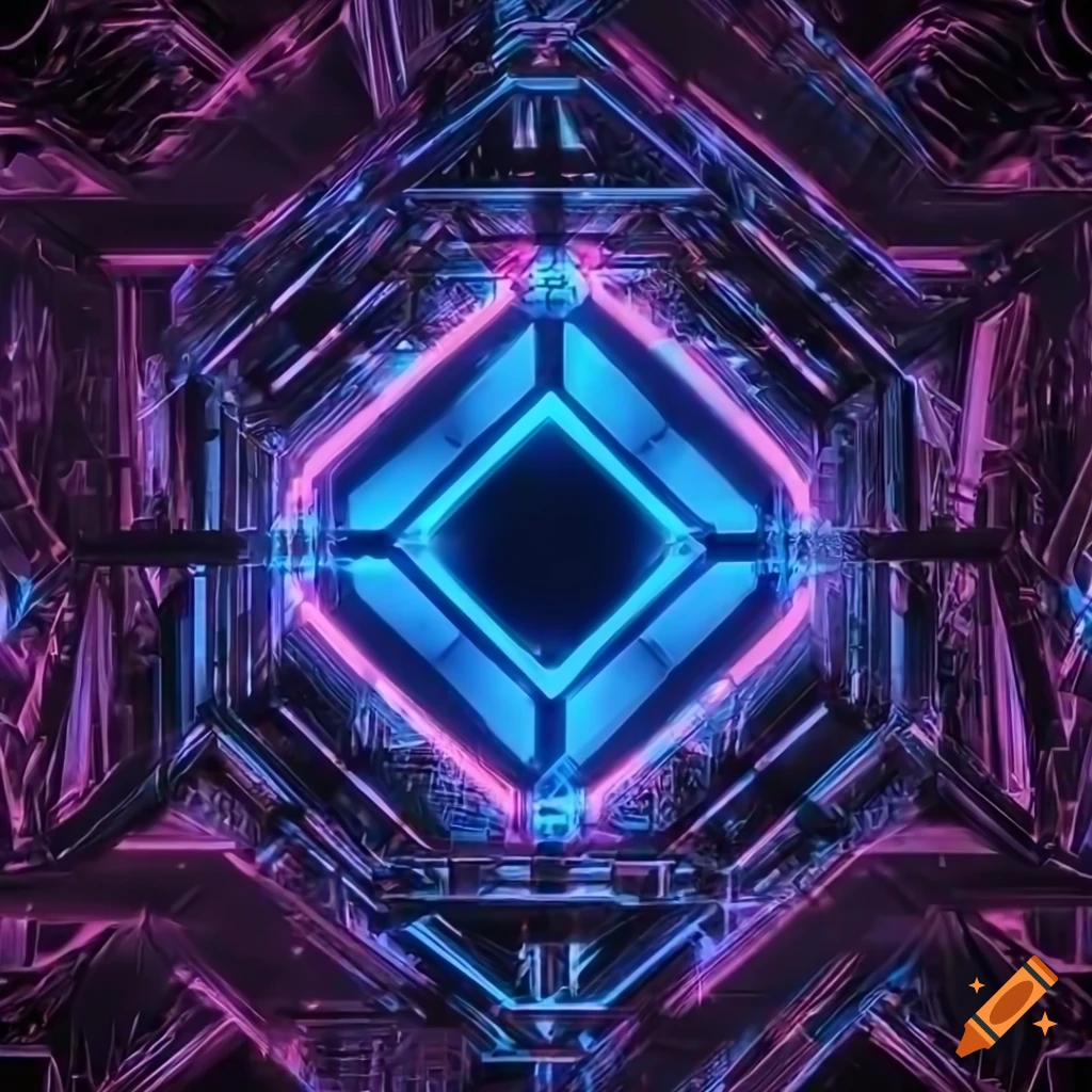 Abstract neon geometric design on black background on Craiyon