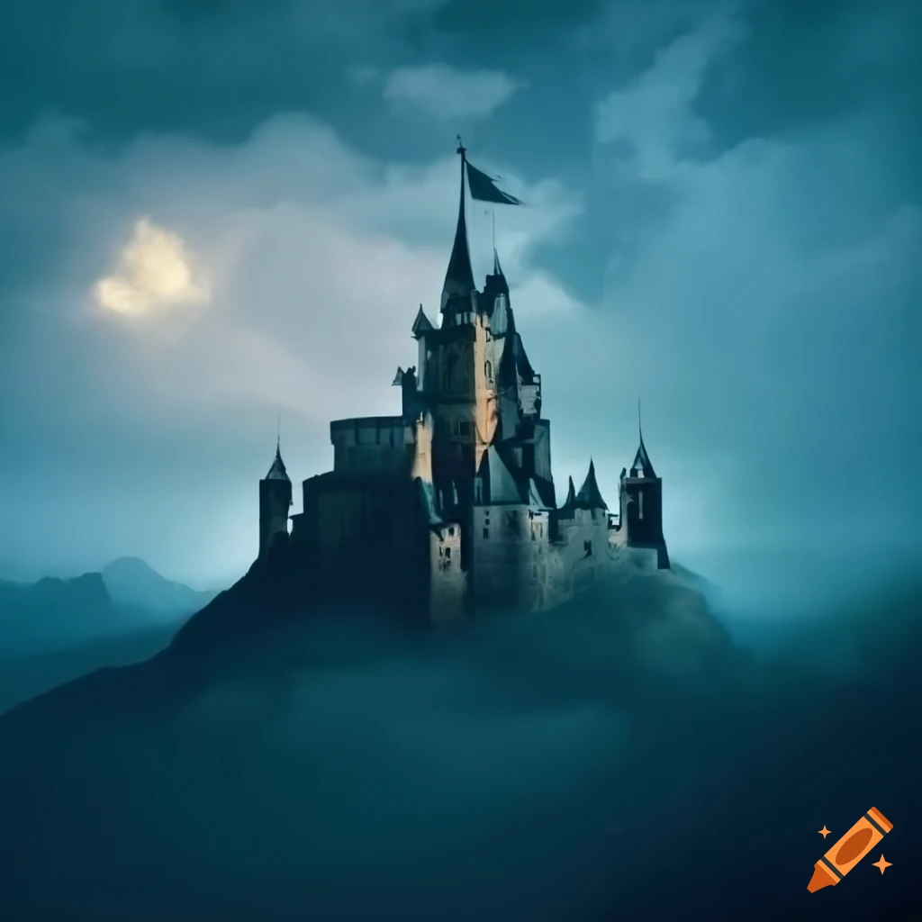 Castle floating in the clouds on Craiyon