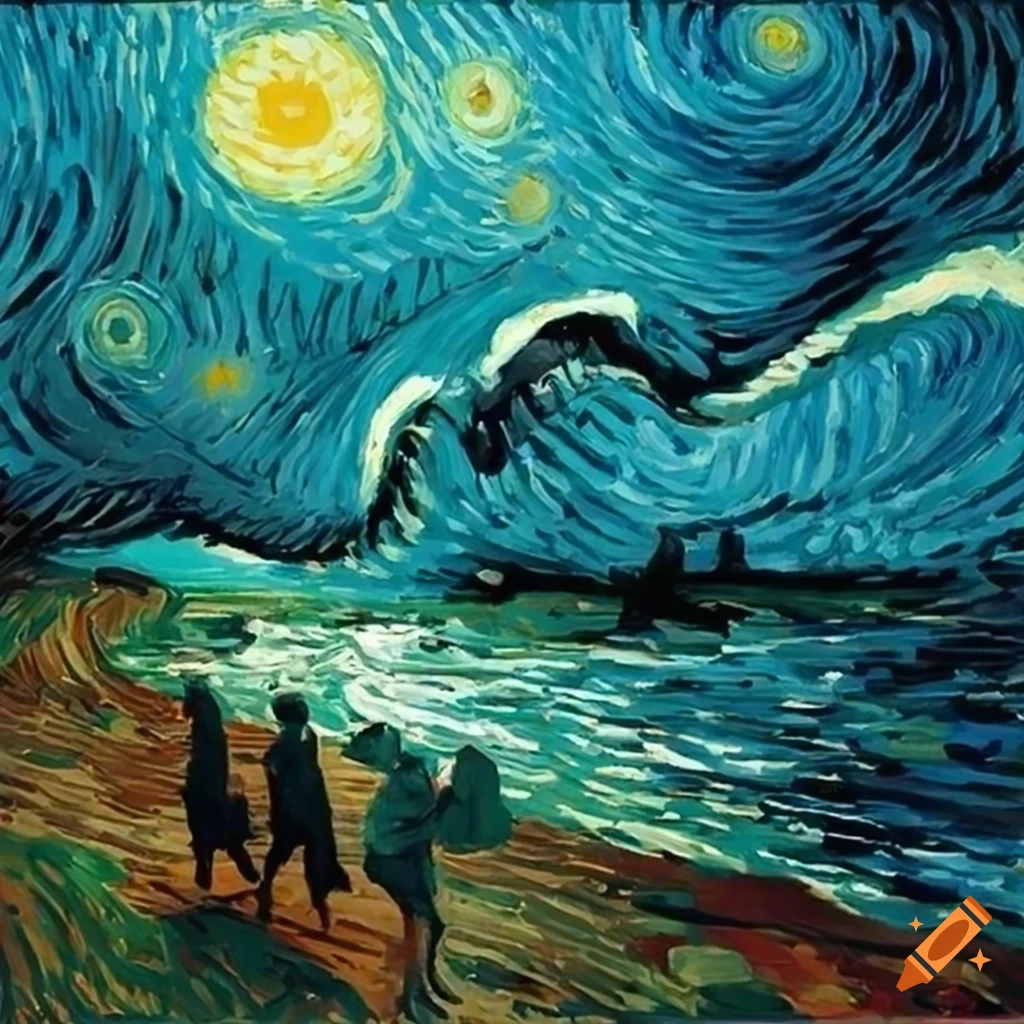 Tsunami in vincent van gogh style on Craiyon