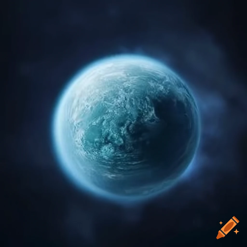 View of frozen planet from space on Craiyon