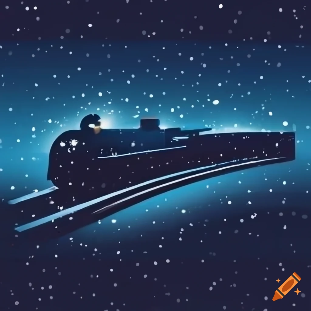 Logo of a train in snowy night on Craiyon