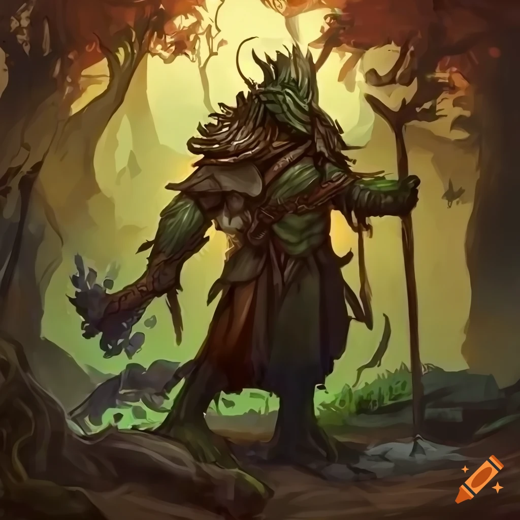 Illustration of a treefolk warrior in Magic the Gathering art style on ...