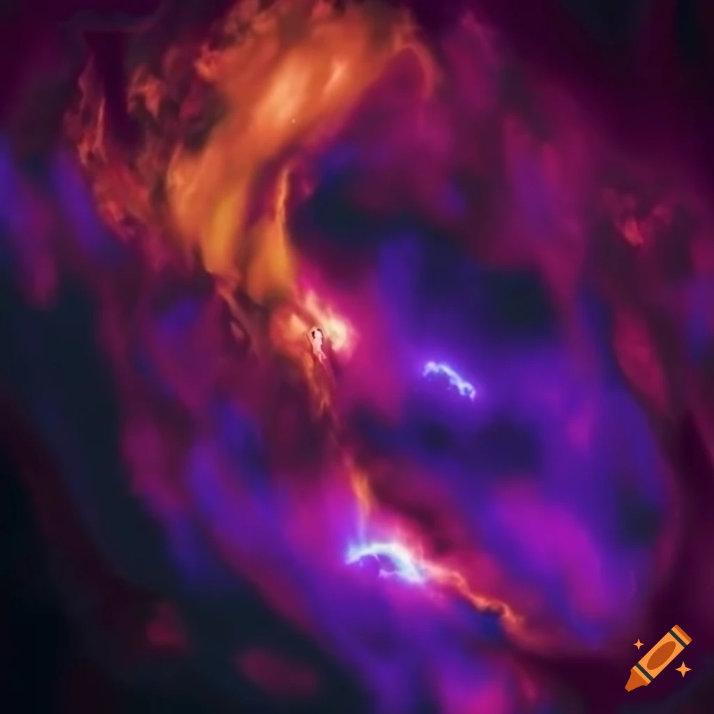 Abstract hellscape with purple storms and lightning on Craiyon