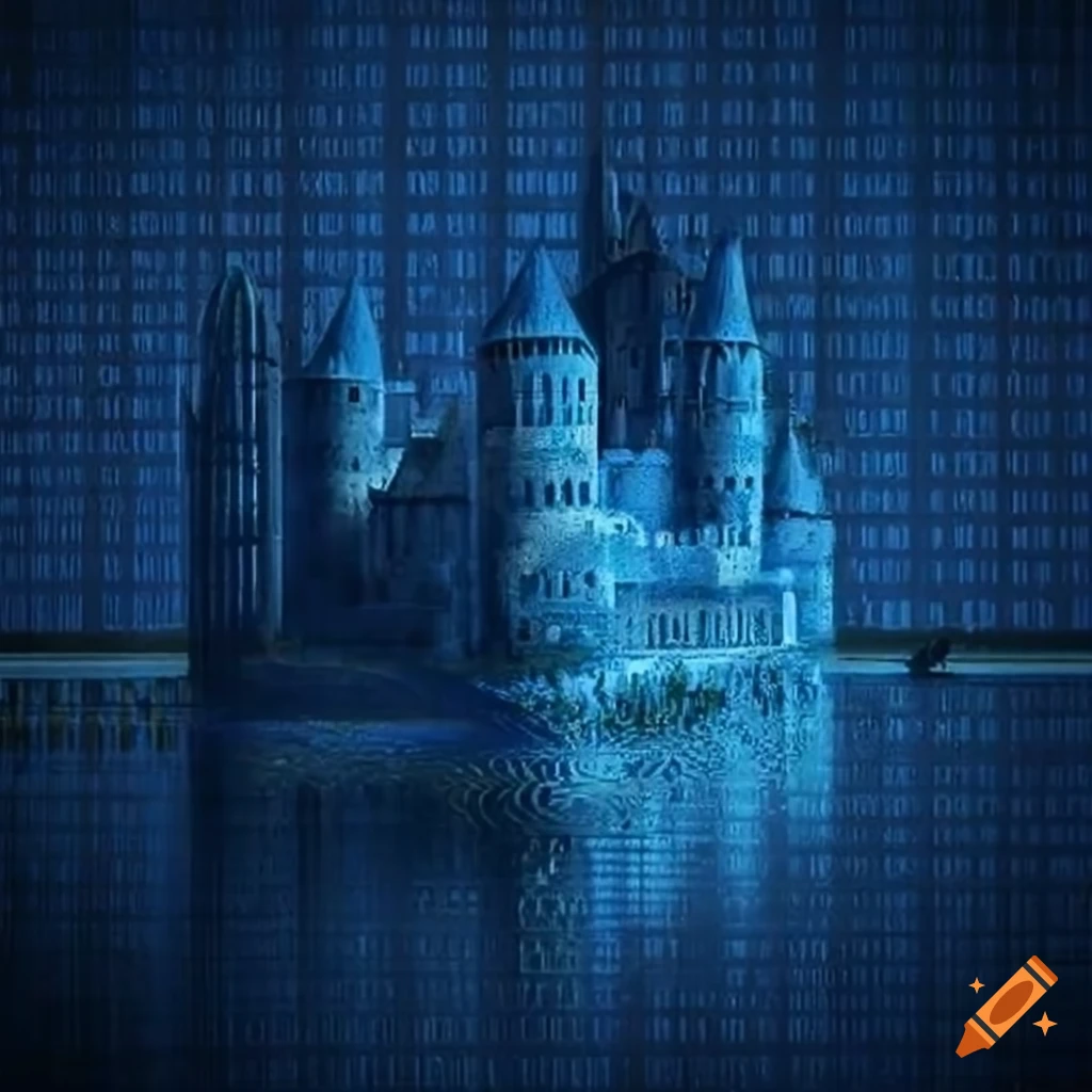 Medieval landscape with digital binary code on Craiyon