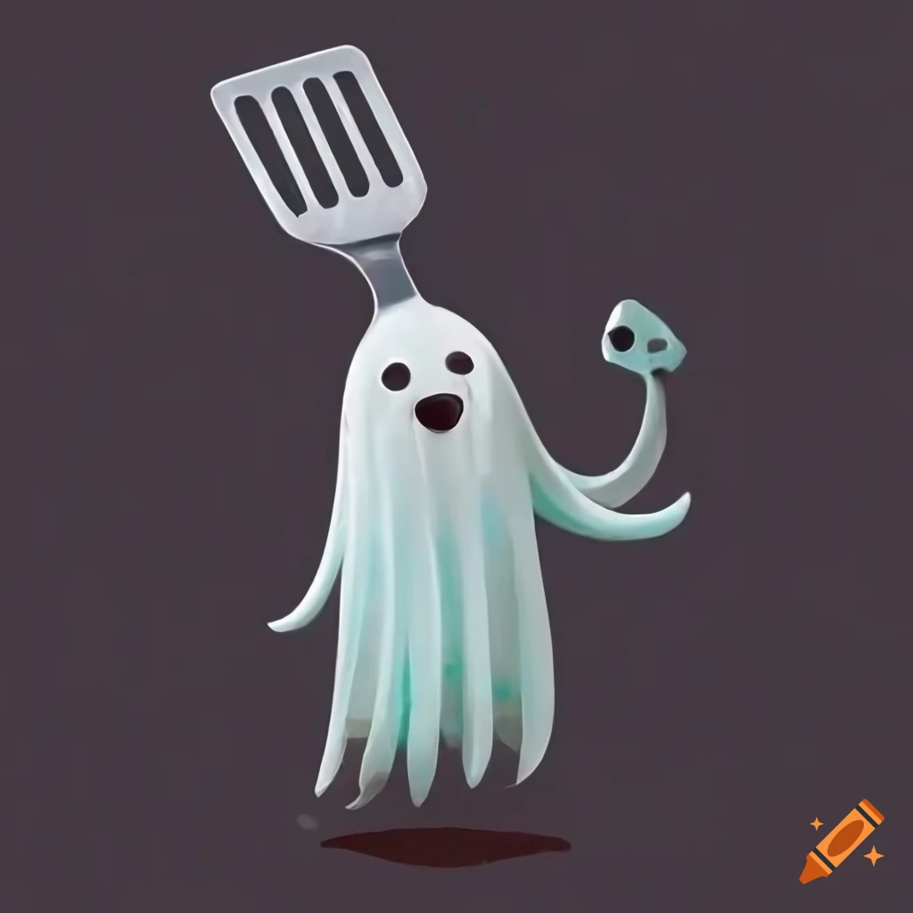 Ghost cooking with a spatula on Craiyon
