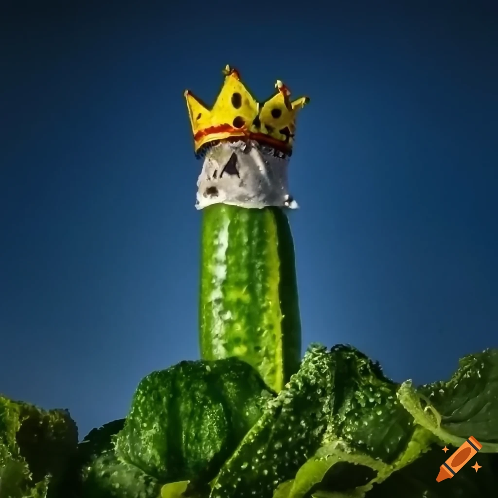 Dramatic image of a cucumber king with a crown