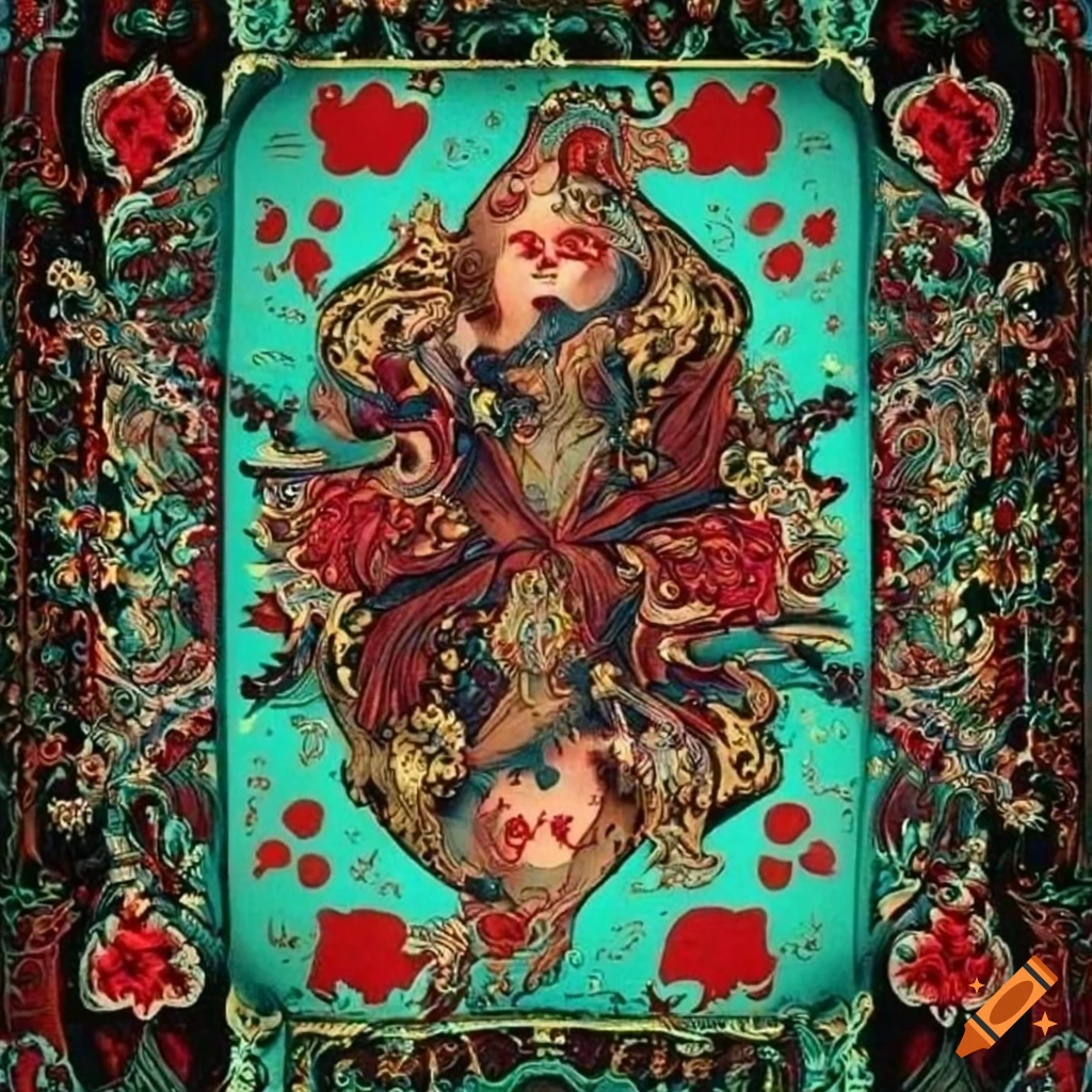Mystical rococo playing card design on Craiyon