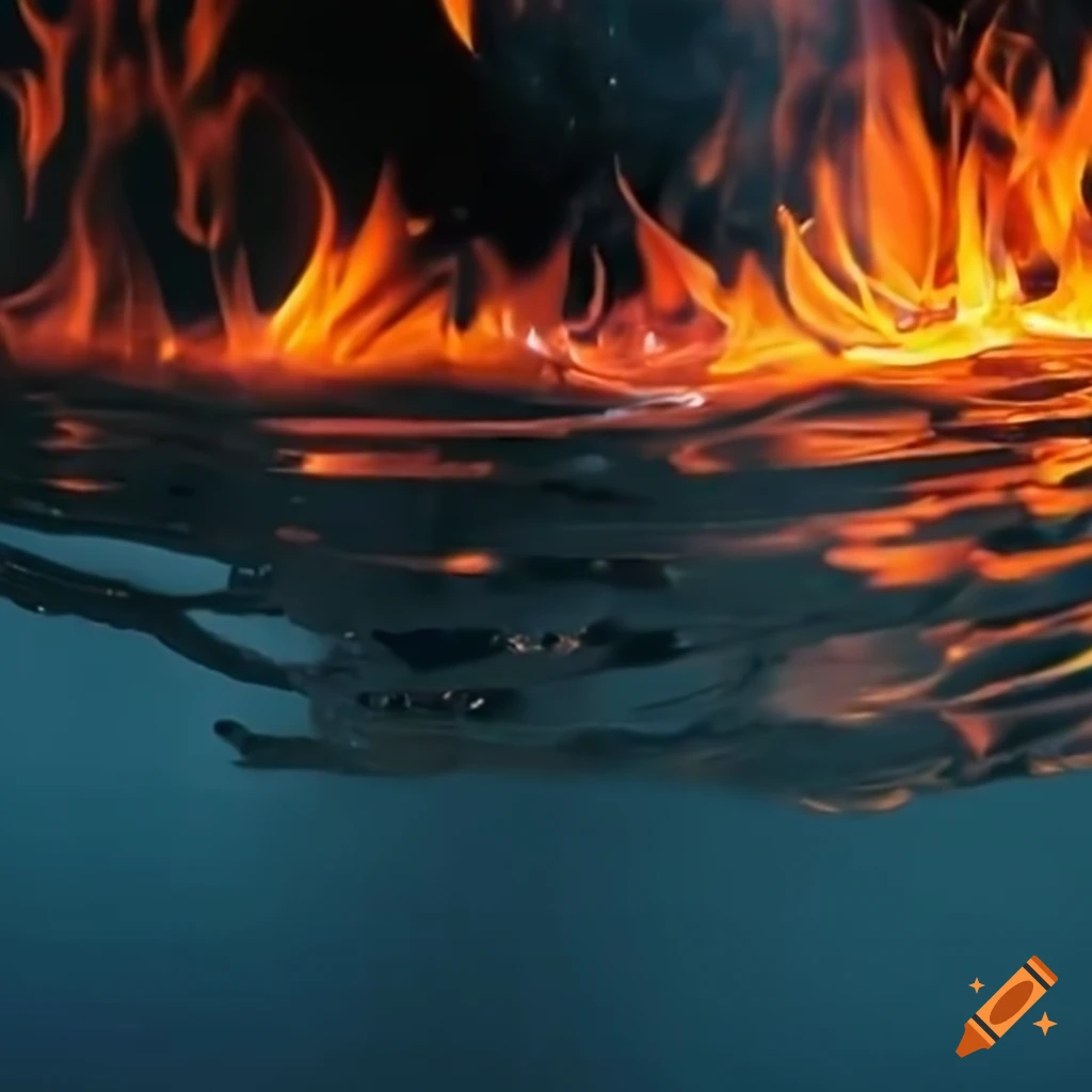 Illustration of fire and water elements on Craiyon