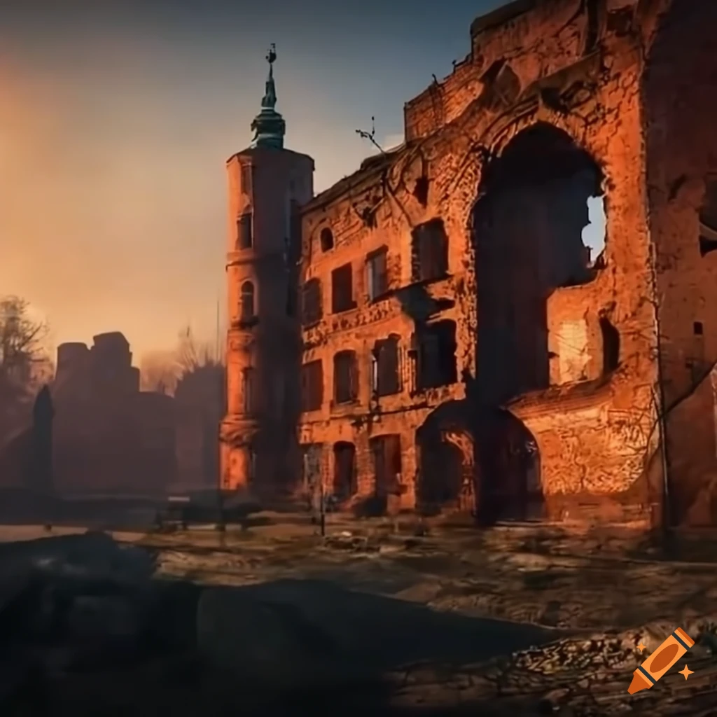 Screenshot of lublin ruins in survarium game on Craiyon