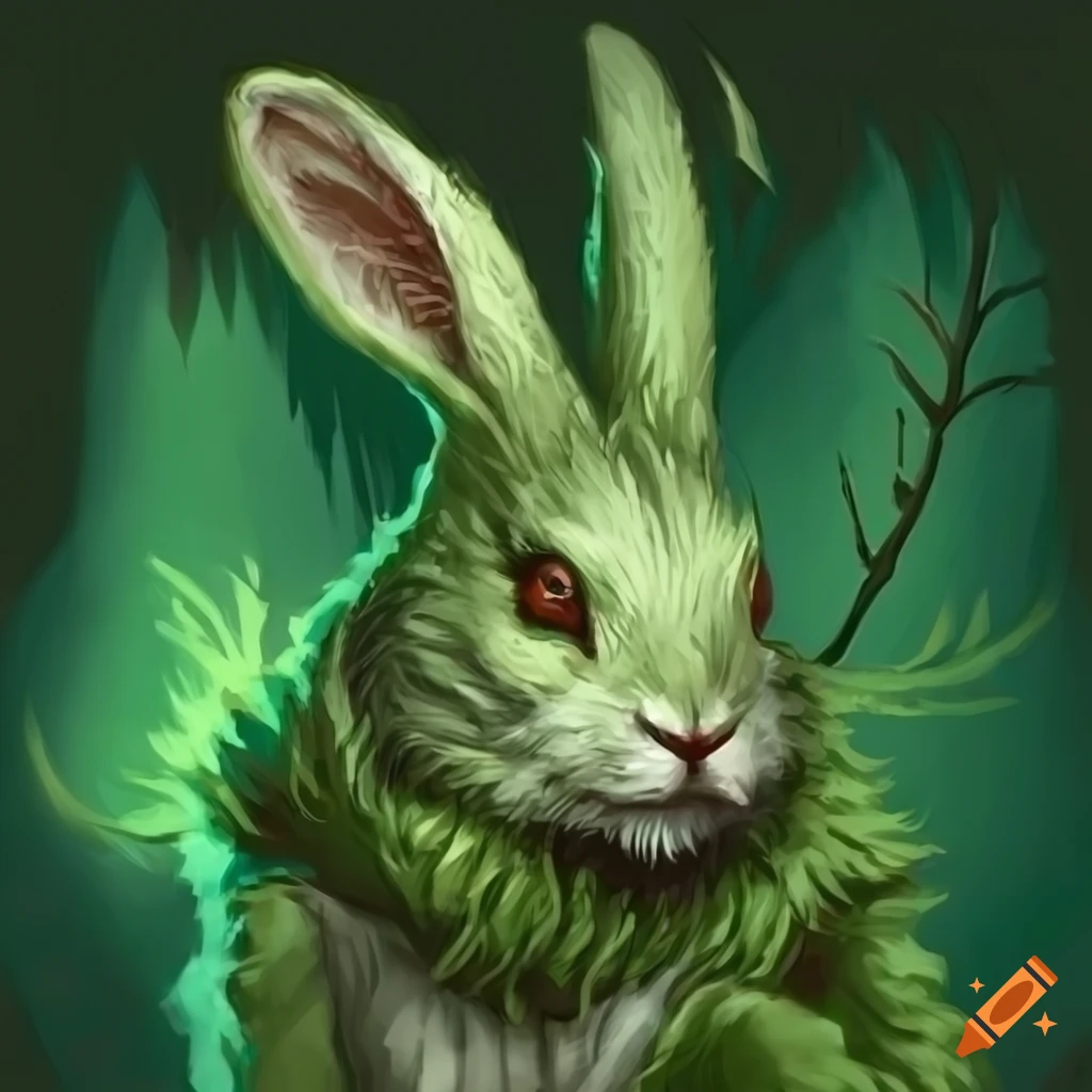 Profile picture of a fierce green rabbit creature on Craiyon