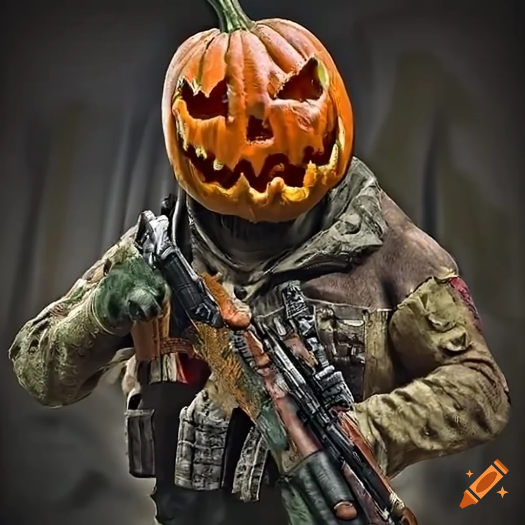 Call of duty pumpkin head zombie on Craiyon
