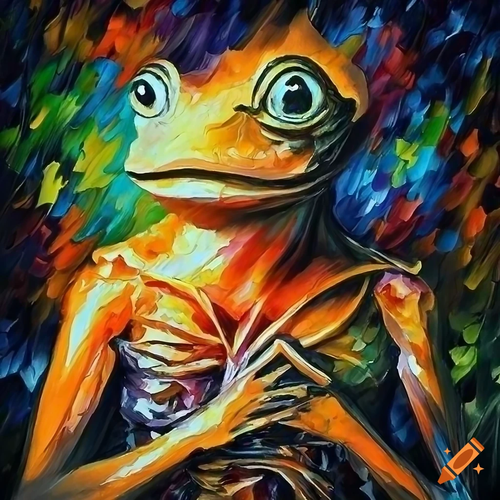 Fearful frog inspired by the scream on Craiyon