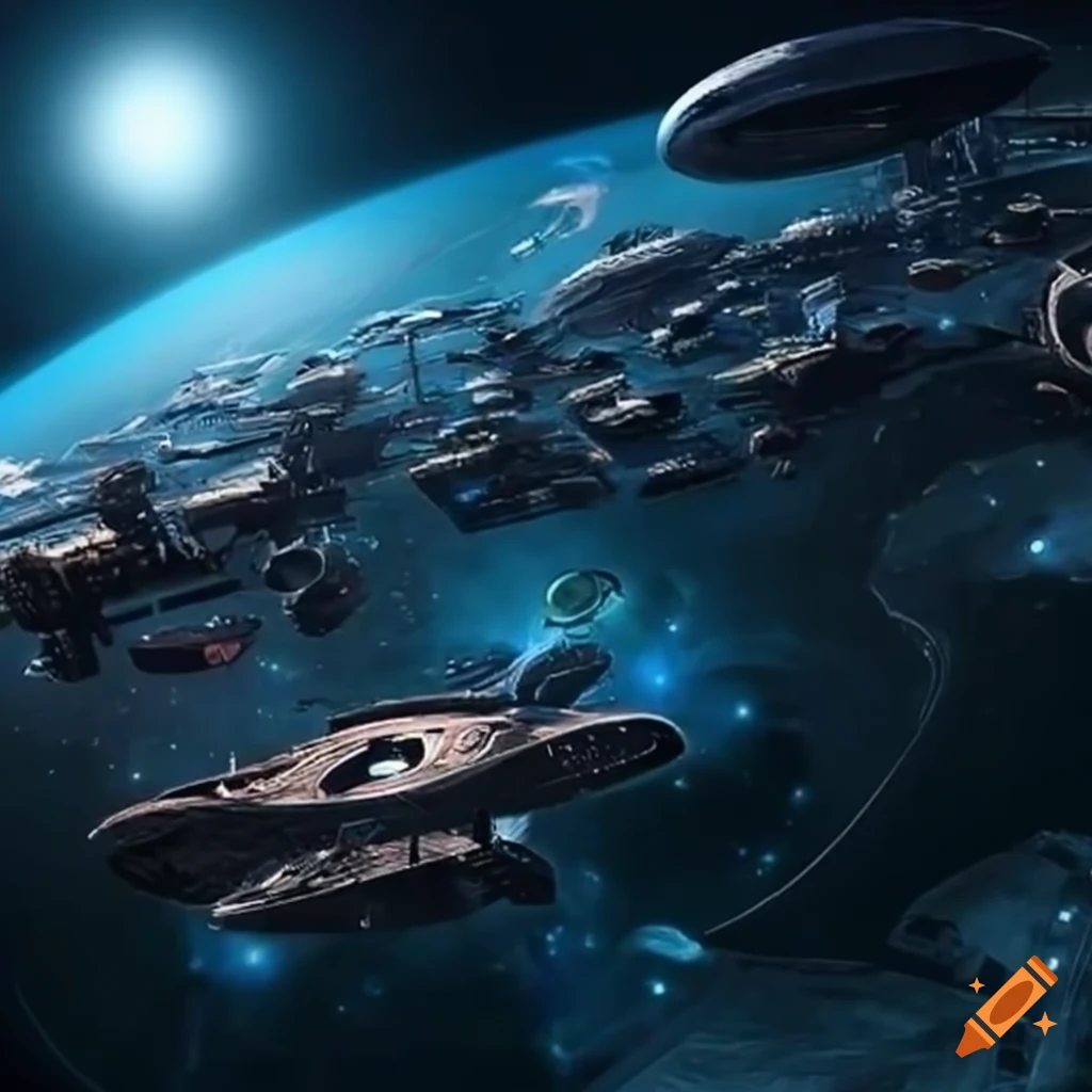 Concept of a futuristic city in outer space