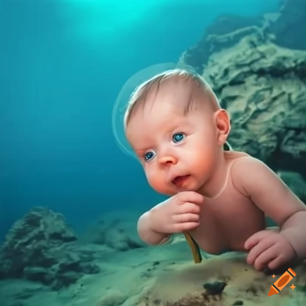 Un bebé disfrutando del mar