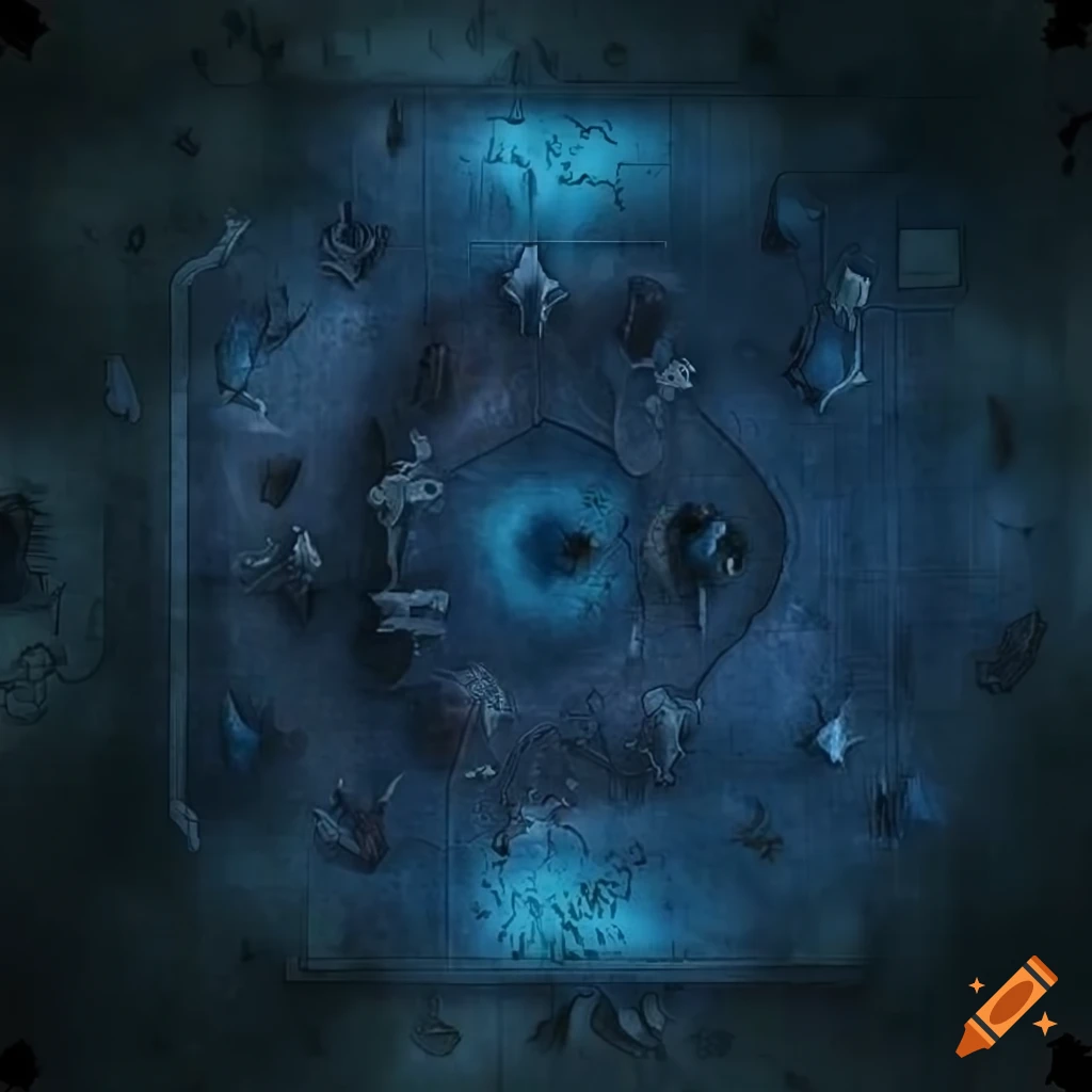 Detailed dark blue battle map on Craiyon