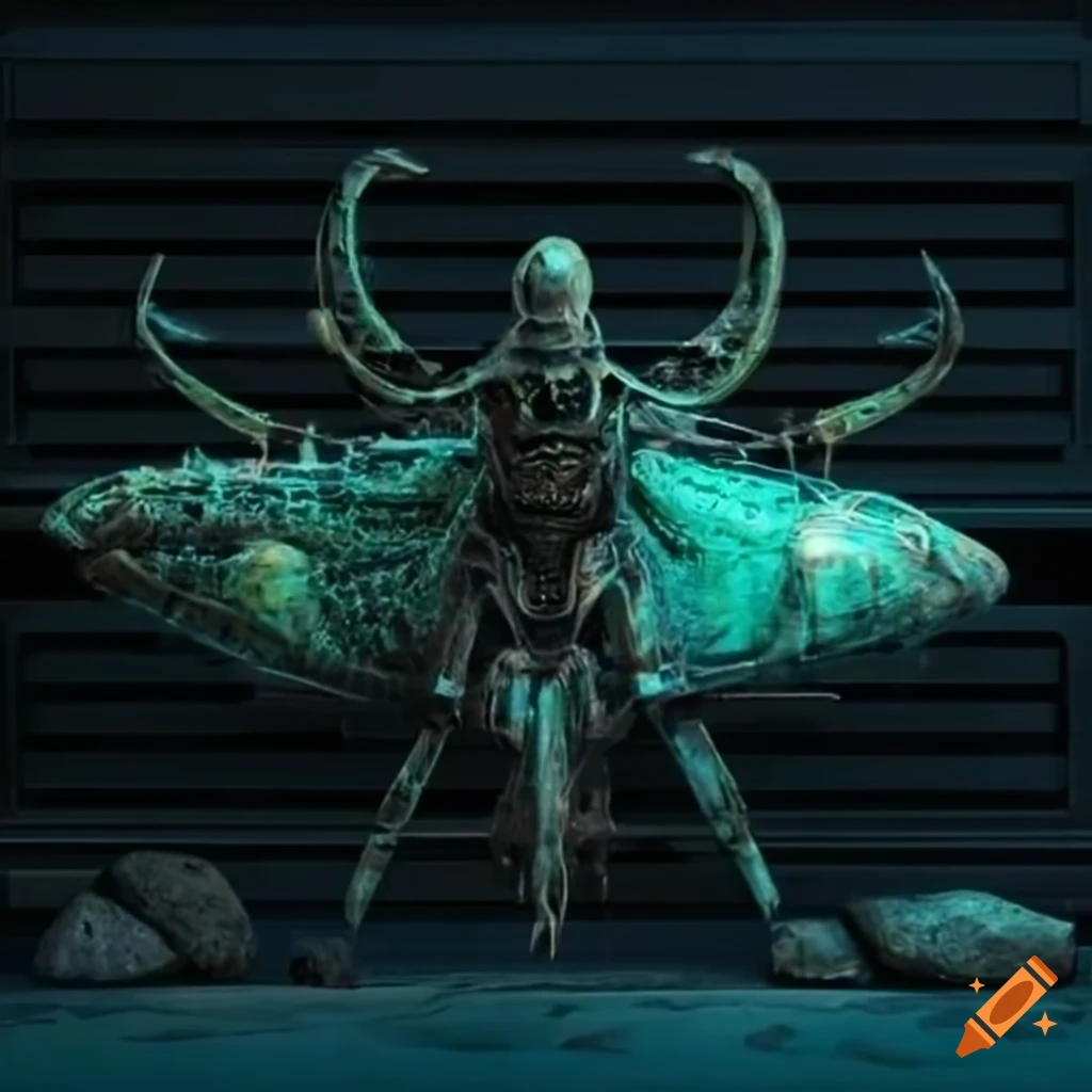 Surrealist insect alien spaceship with electronic skin on Craiyon