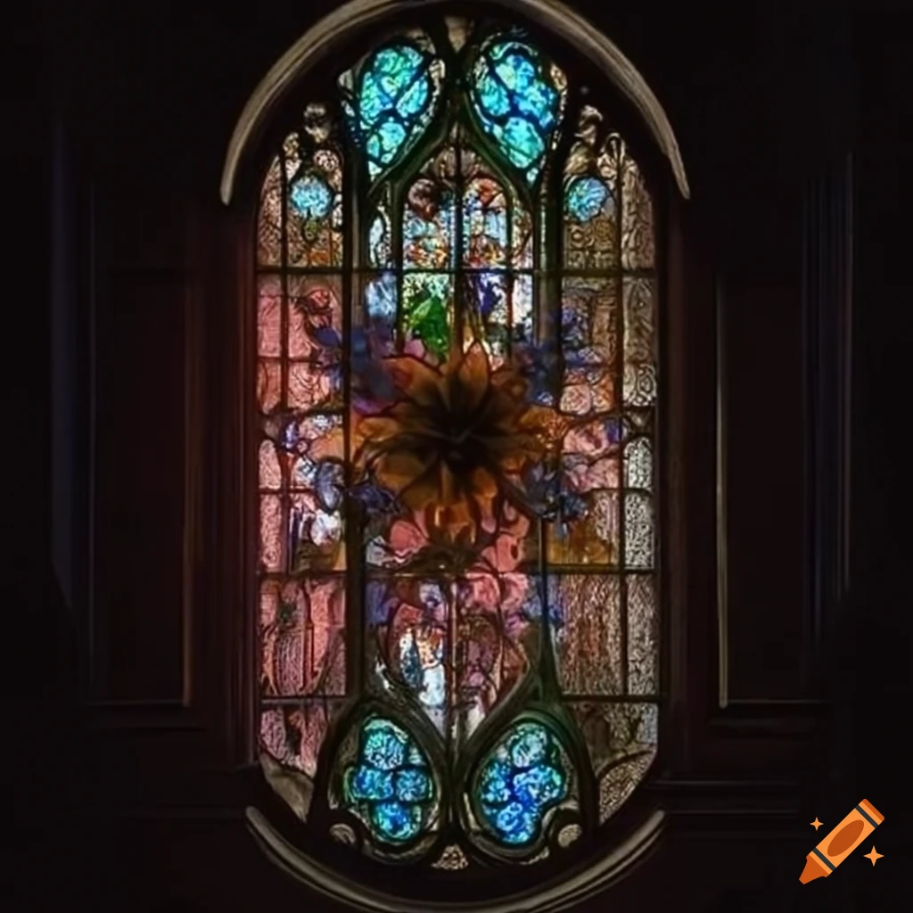 Gothic window with intricate flower-like design