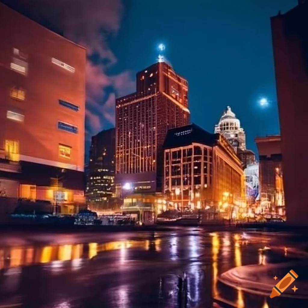 Night view of a futuristic baltimore city on Craiyon