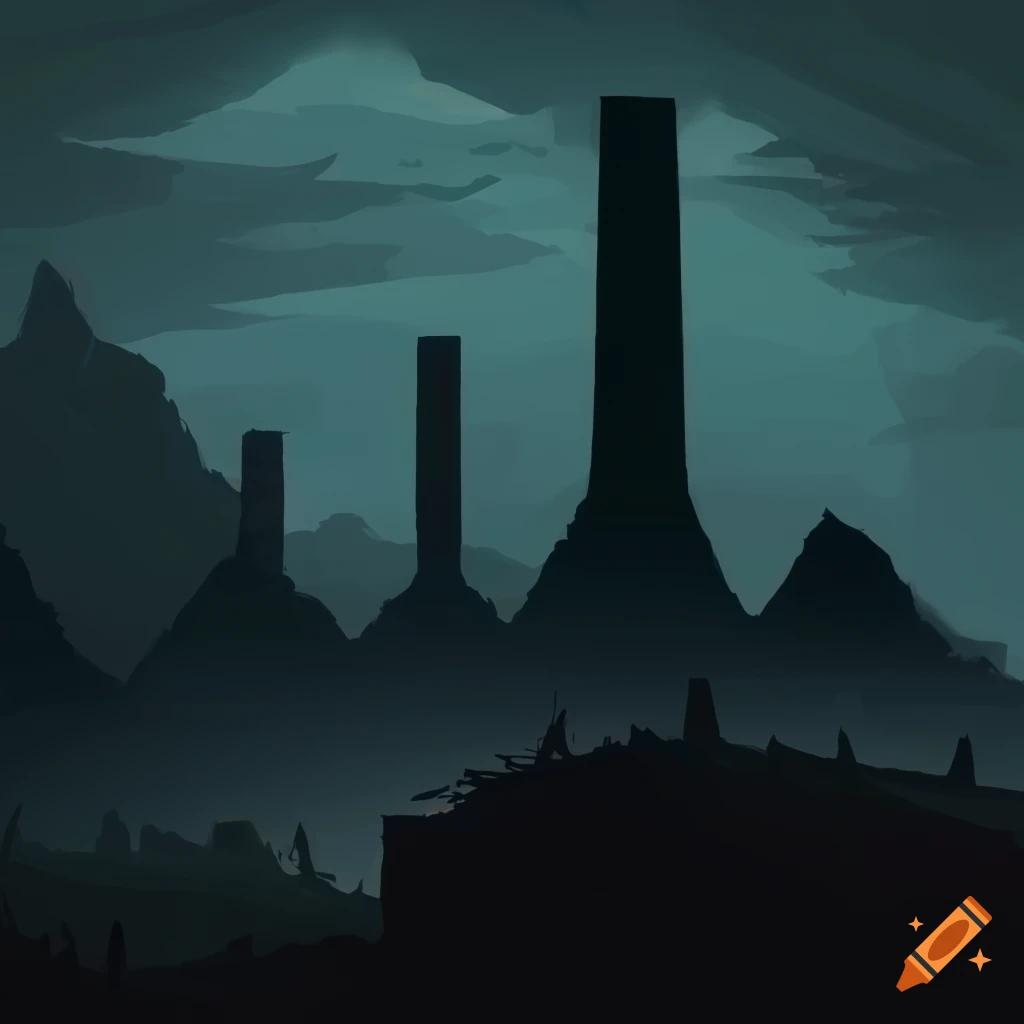 Detailed 2d video game art of industrial landscape