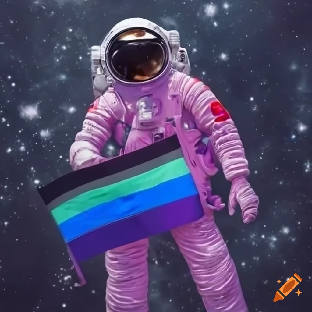 Astronaut Holding Bisexual Pride Flag In Space On Craiyon
