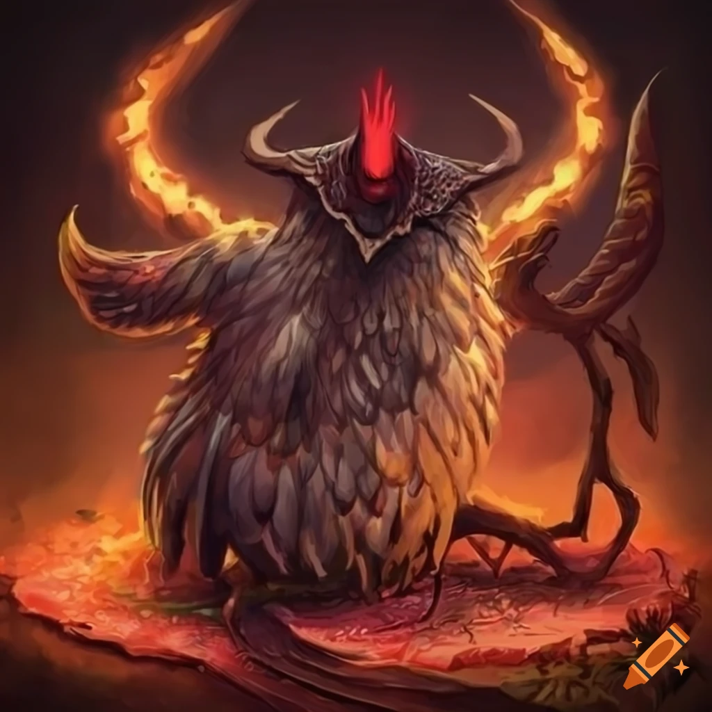 Fantasy art of an abyssal chicken on Craiyon