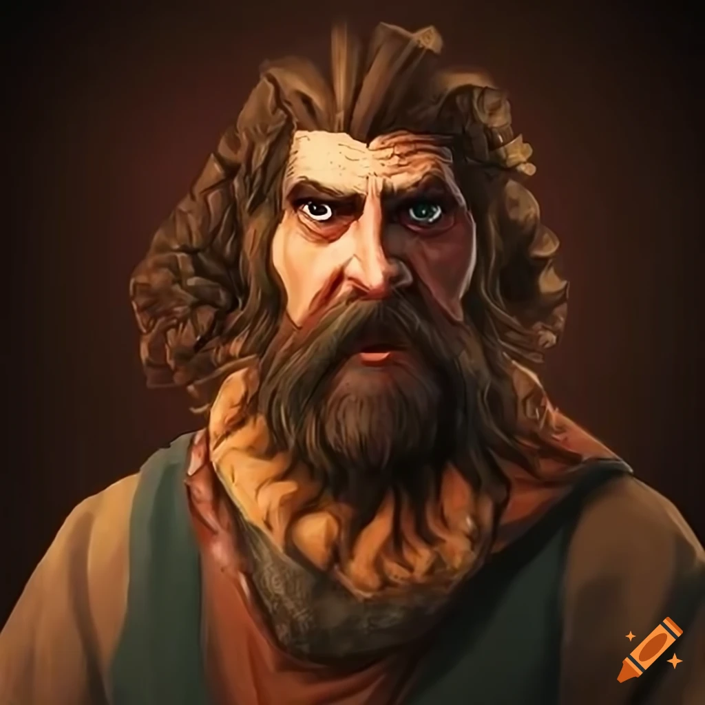 Brutal hobbit merchant character on Craiyon