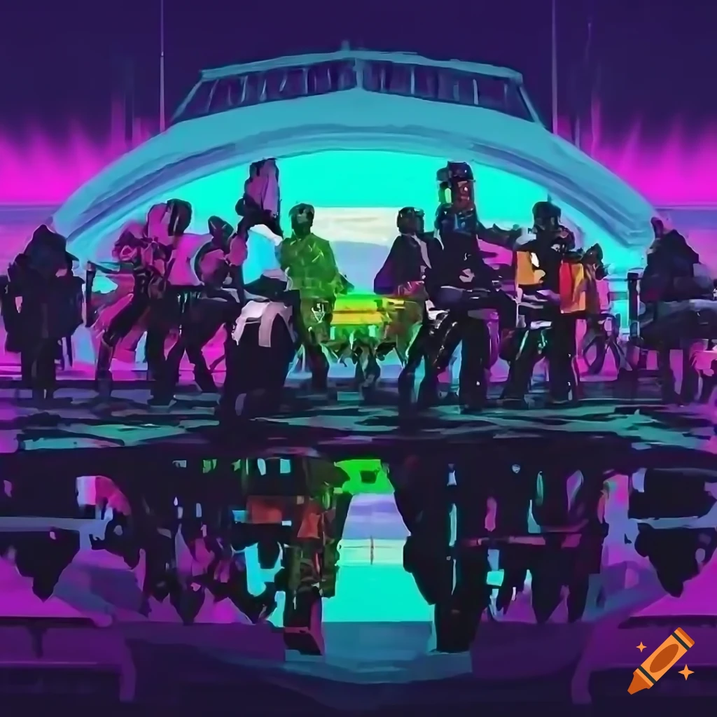 Digital illustration of a colorful protest with signs on Craiyon