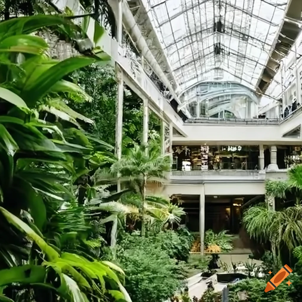 Indoor jungle in a shopping center on Craiyon