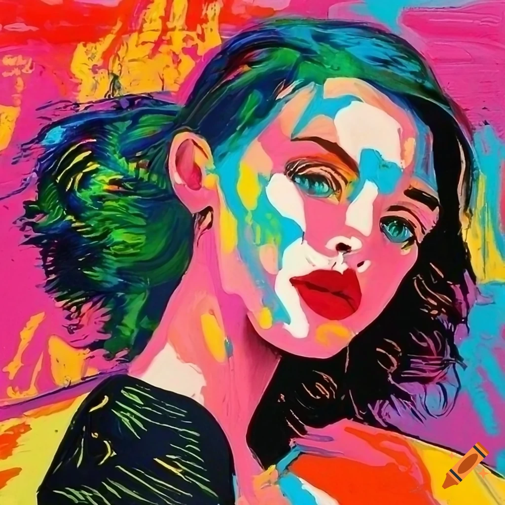 Neo-pop artwork of women with vibrant colors and detailed figures on ...