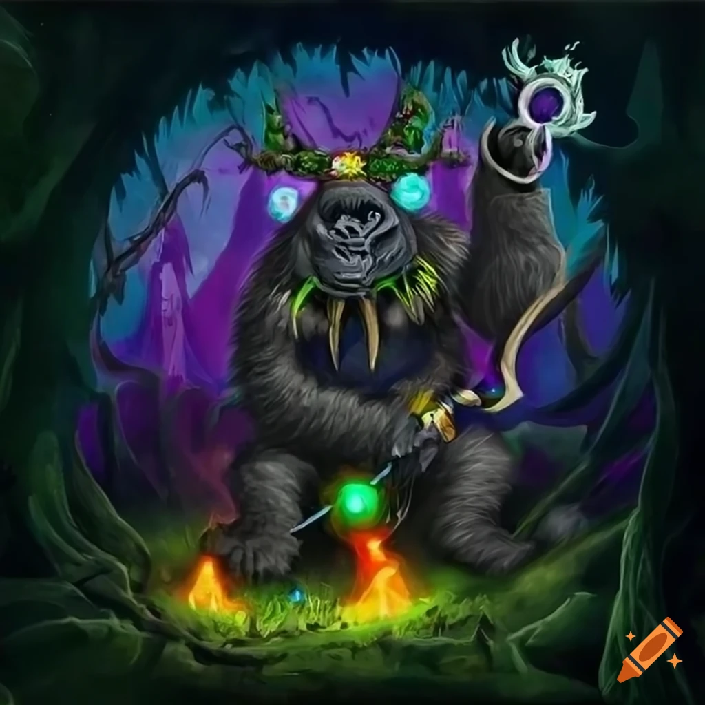 Fantasy art of a powerful shaman gorilla