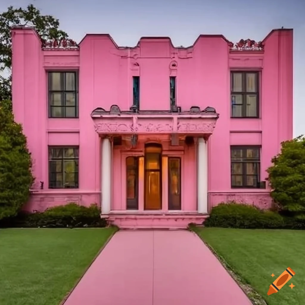 Charming pink art deco house in dallas on Craiyon