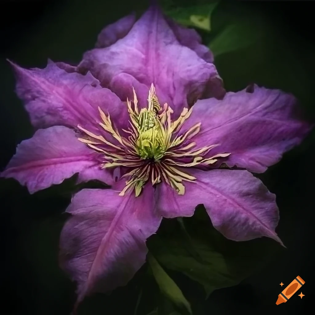 Intricate drawing of a clematis flower on Craiyon