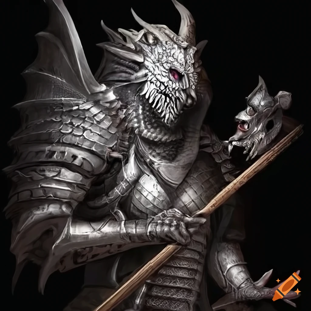 Horned lizard sorcerer with a walking stick on Craiyon