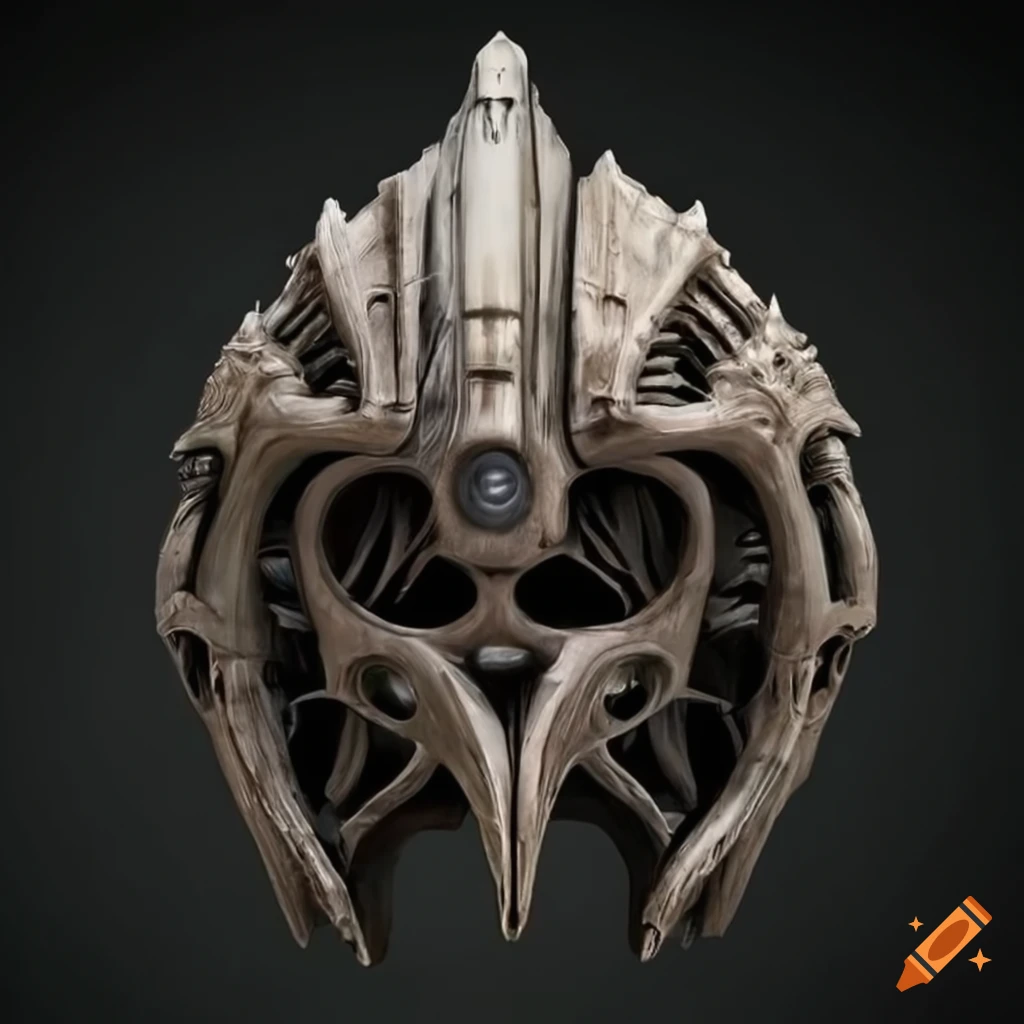 Biomechanical helmet design by h.r. giger on Craiyon