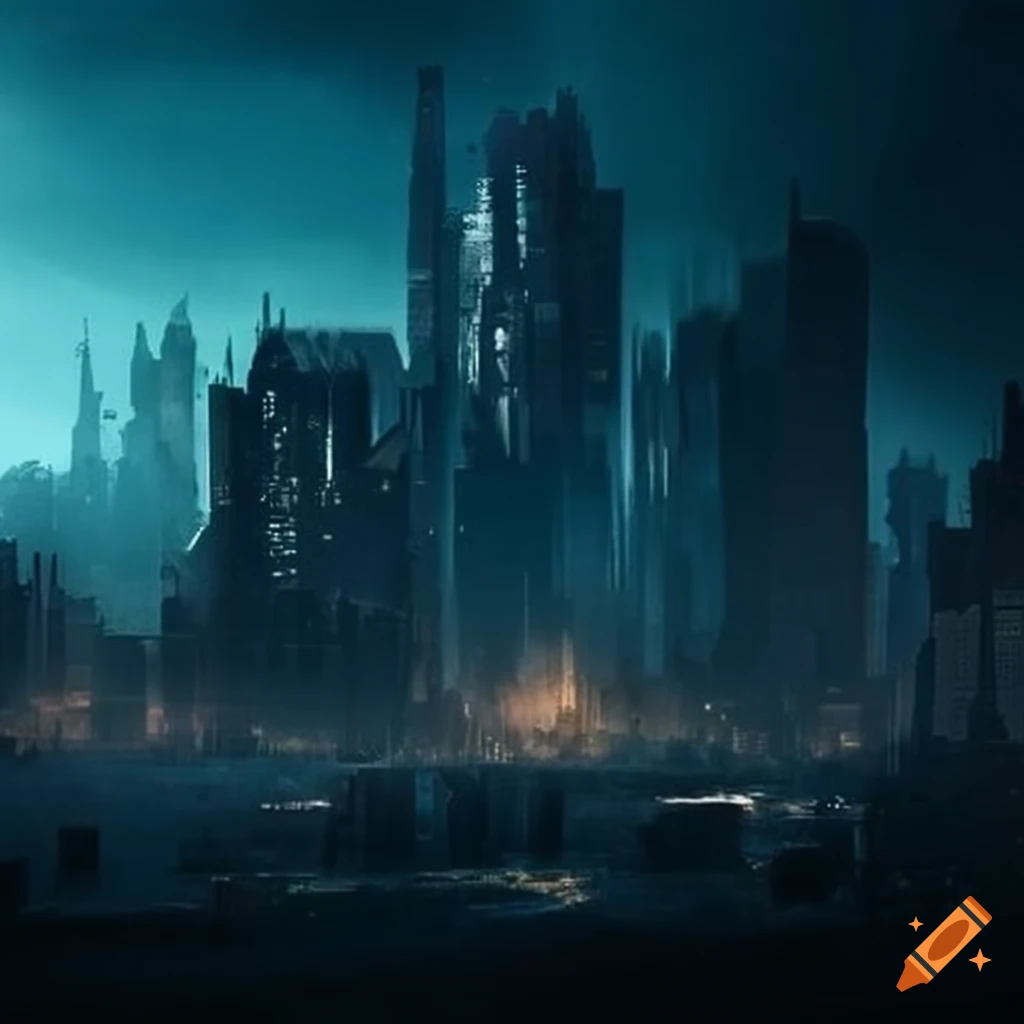 Image of a polluted futuristic city on Craiyon