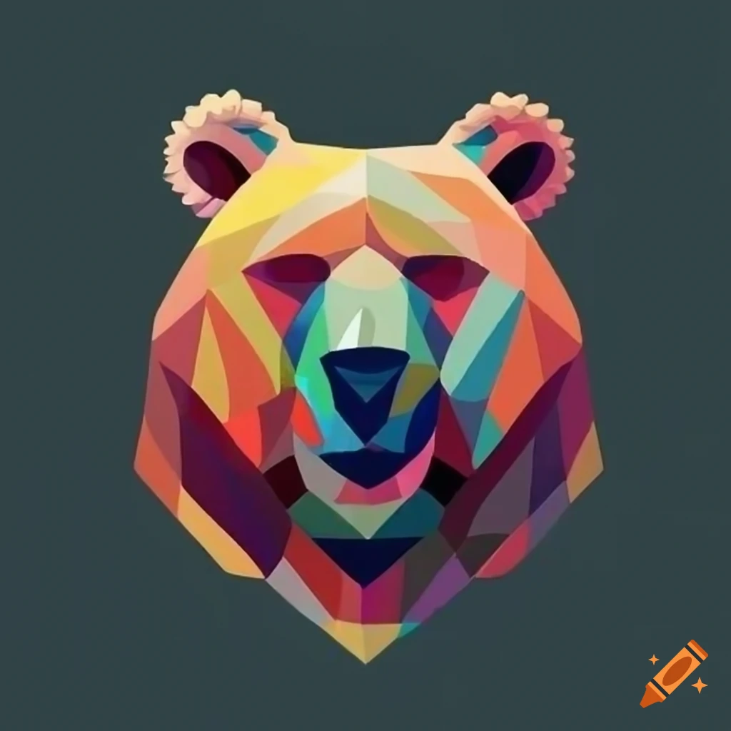 Abstract representation of a bear head on Craiyon