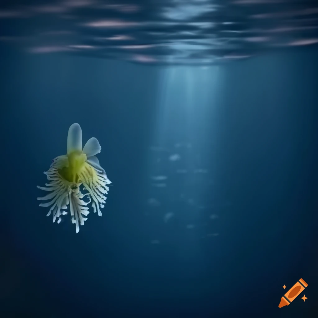 Wild orchid sea creature in the deep ocean