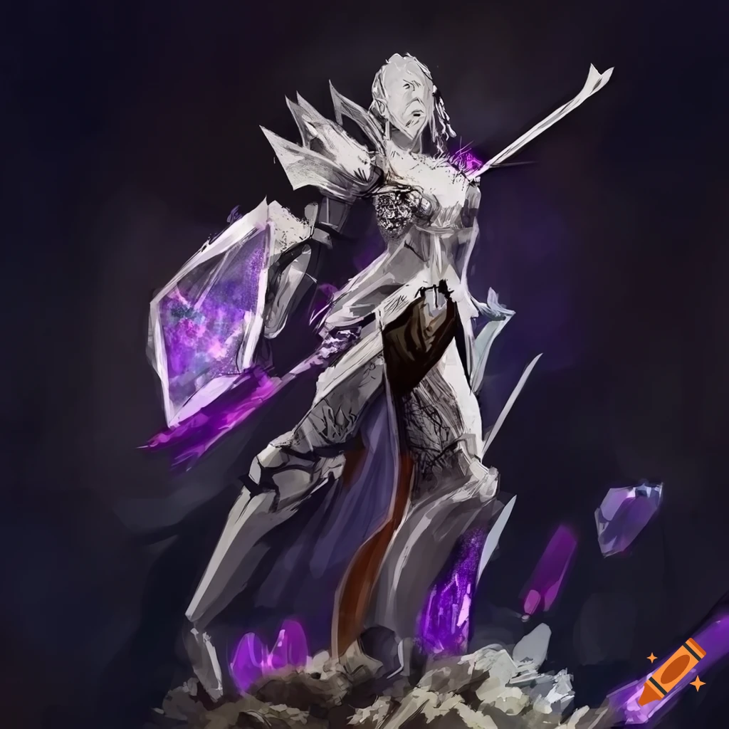 Crystal sculpture of an armored woman
