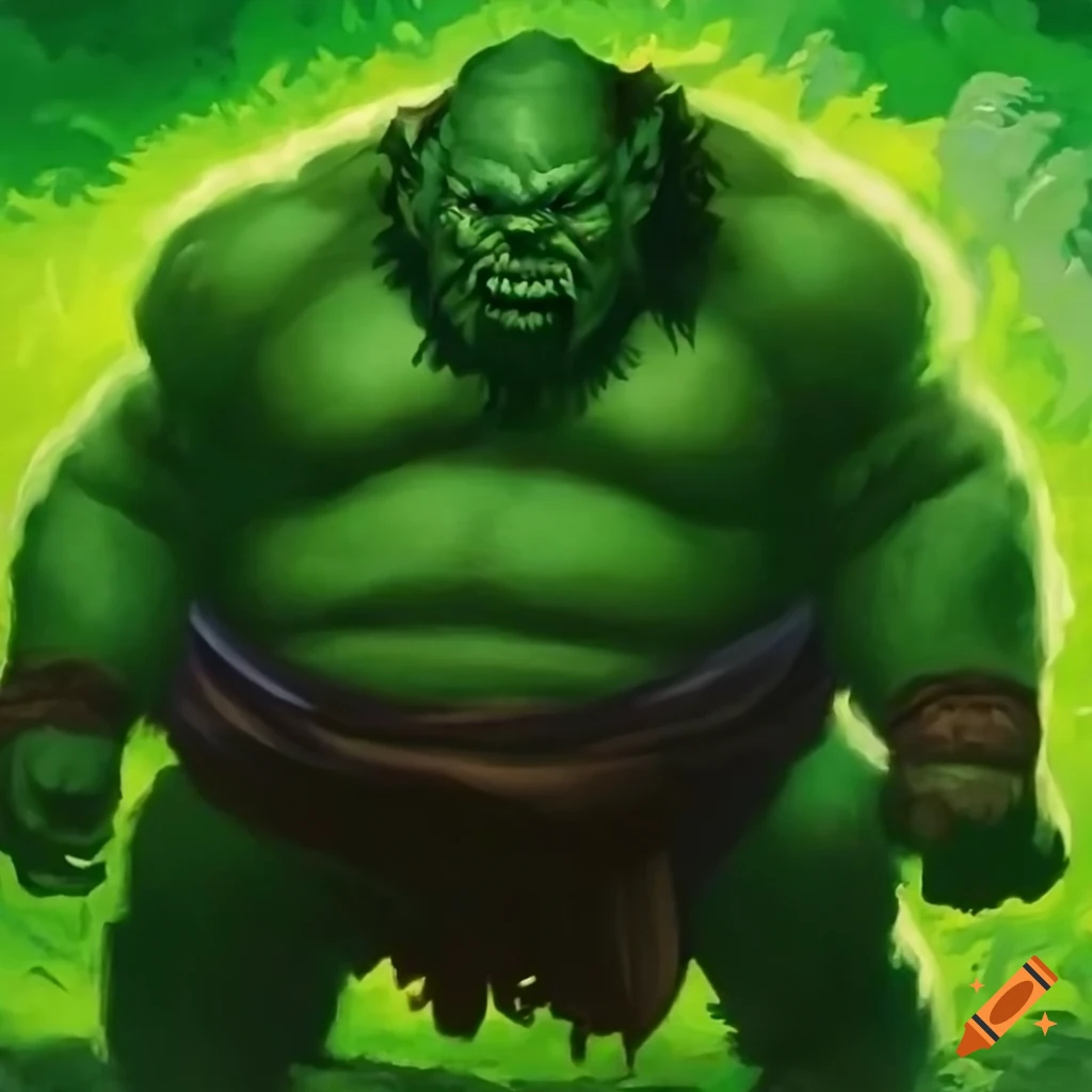 Illustration of a dancing orc on a primordial plain on Craiyon